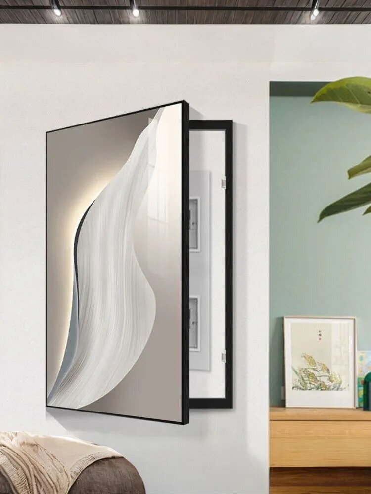 Декоративная панель для электросчетчика 50x70 см скрытые картины, левое открывание Без сверления + кристальная поверхность