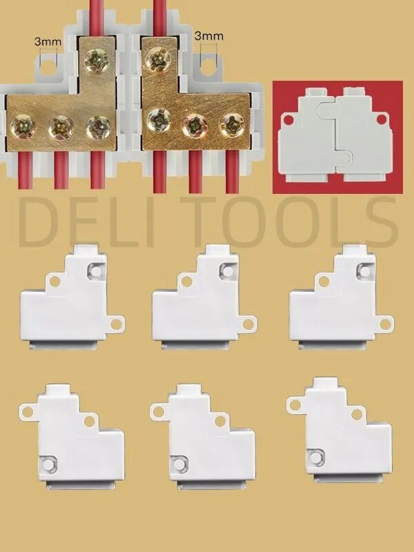 6 шт "Один вход, три выхода",60 A 400V Высокая мощность, Соединительная клемма для быстрого подключения проводов, универсальный для мягких и жестких проводов