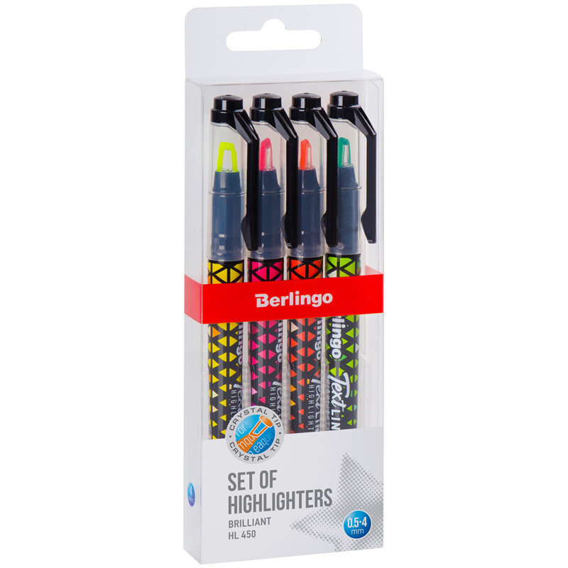3 шт. Набор текстовыделителей Berlingo "Textline HL450" 04цв, 0,5-4мм, европодвес
