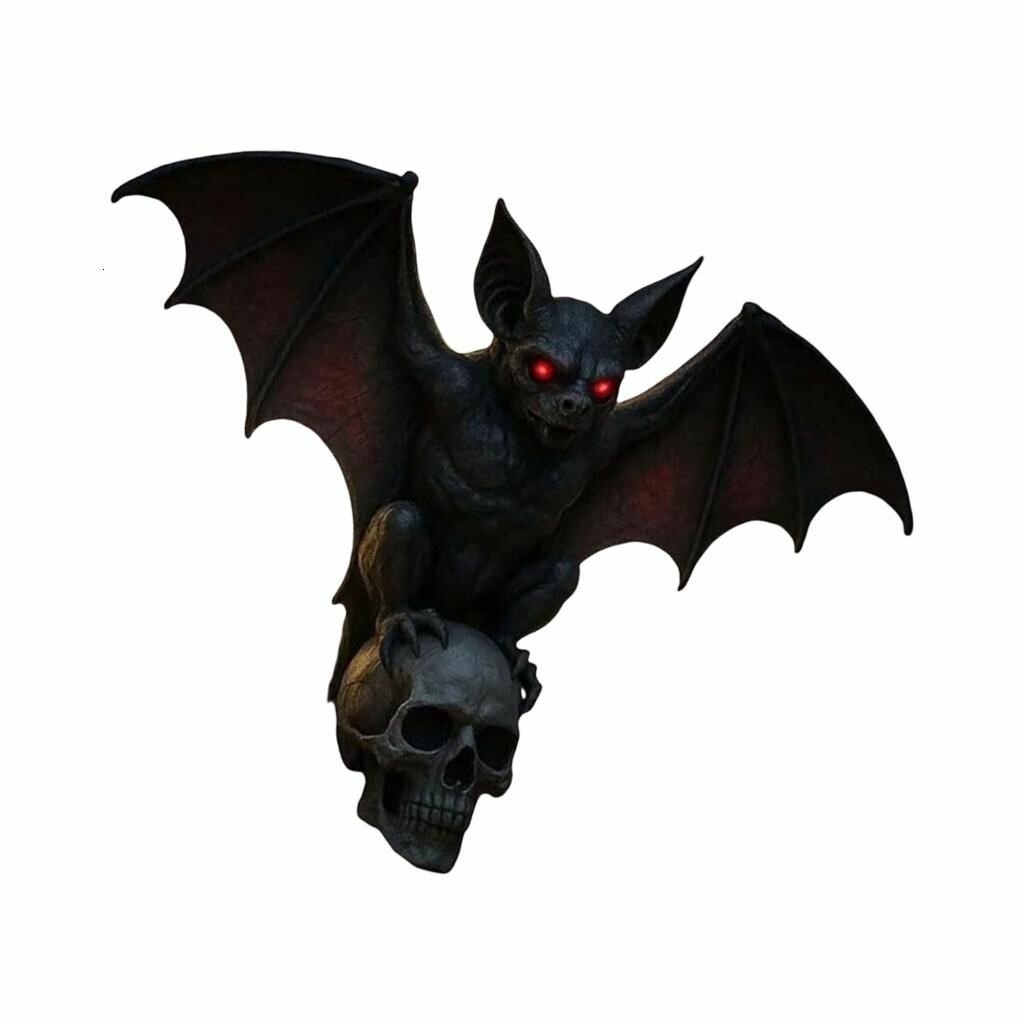 Готическая лампа с черепом летучей мыши