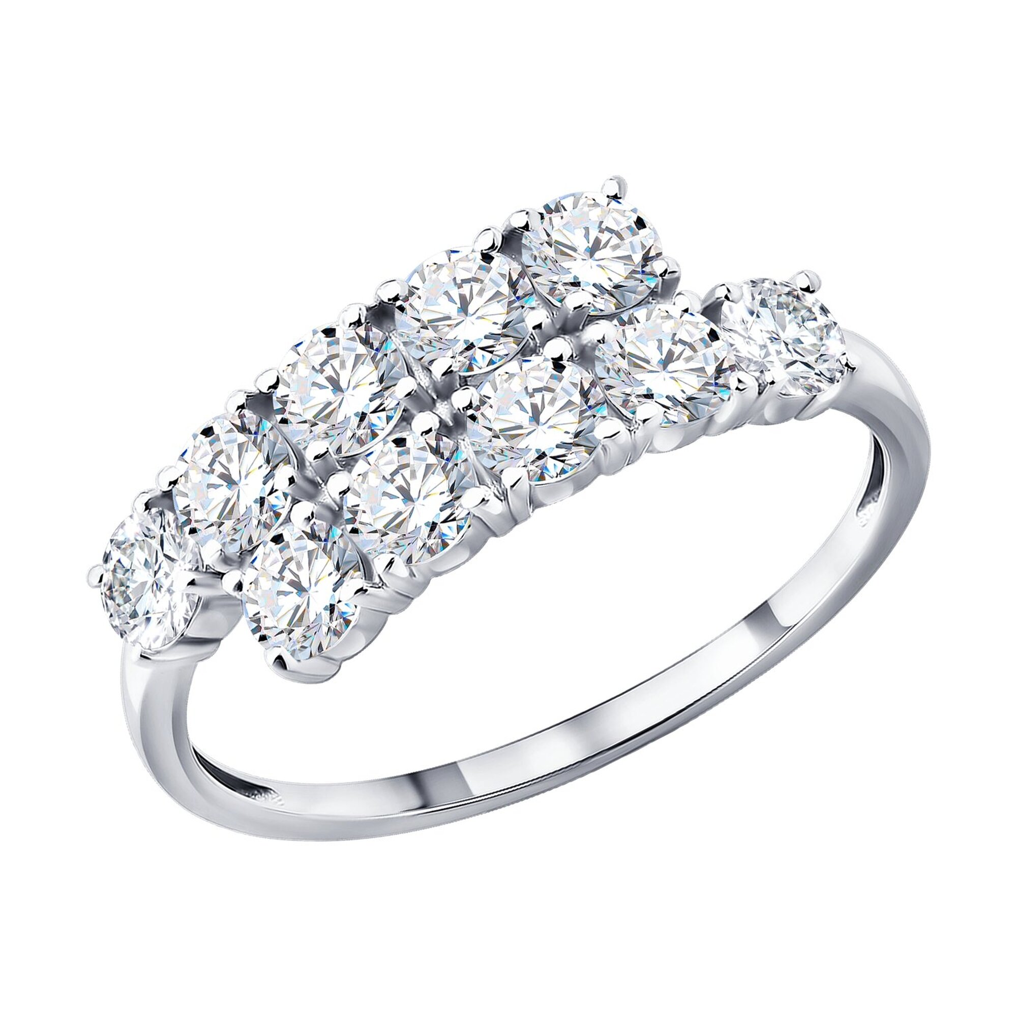 Кольцо, белое золото, 585 проба, бриллиант выращенный