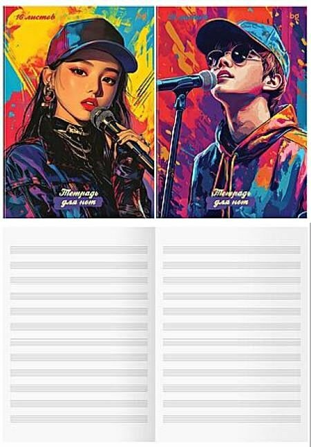 Тетрадь для нот BG формат А4, 16 листов, "K-pop", вертикальный ТН4ск16_лг 57823