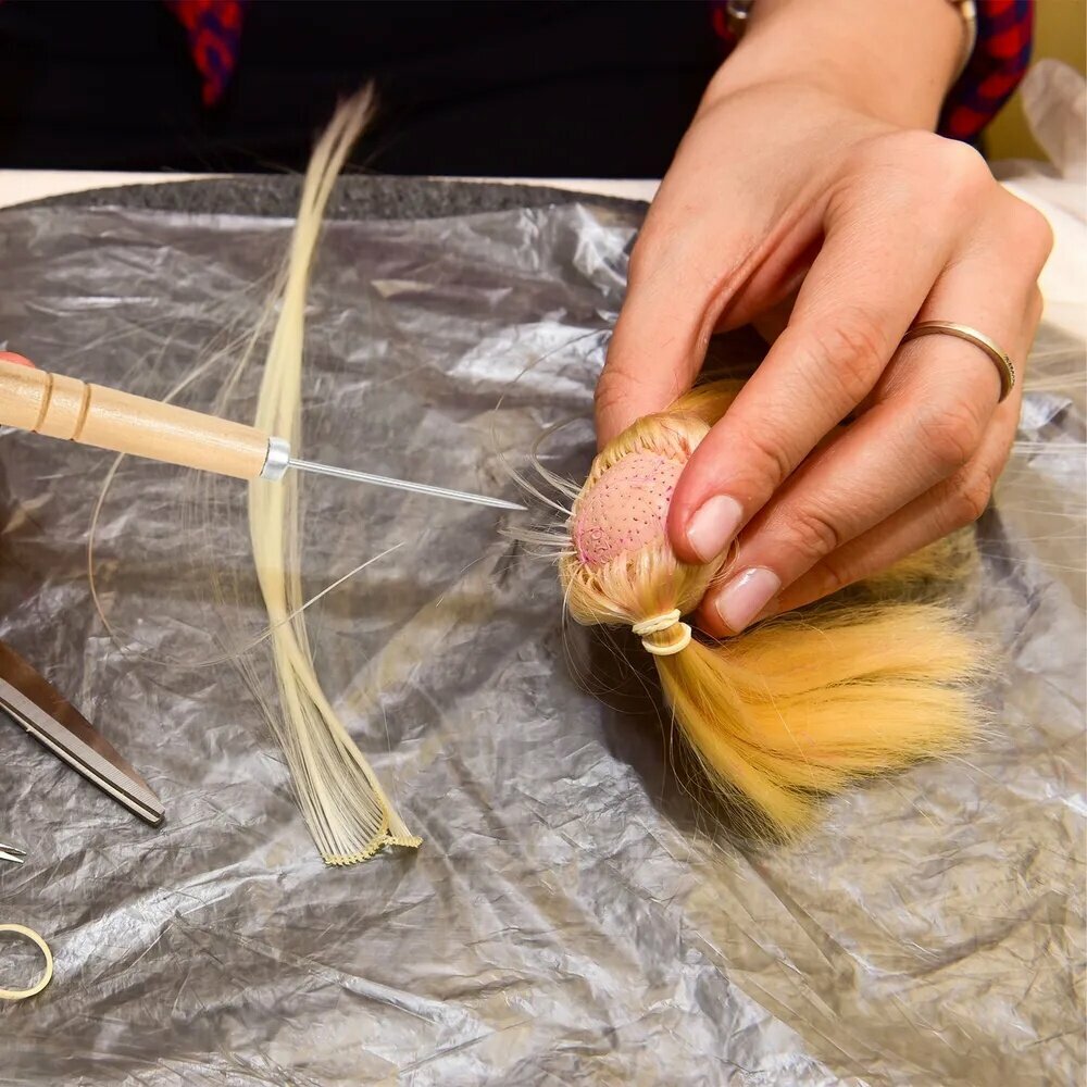 Набор деревянных и металлических игл для переплетения волос кукол, для изготовления париков