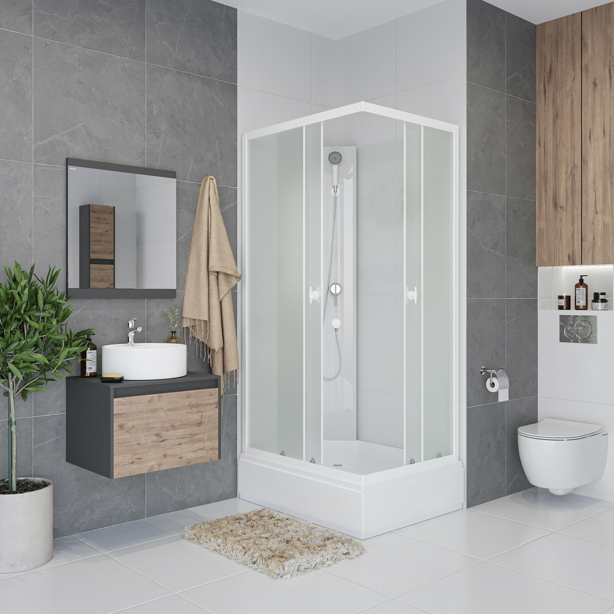 Душевая кабина Niagara 110х80 с поддоном, угловая, без крыши