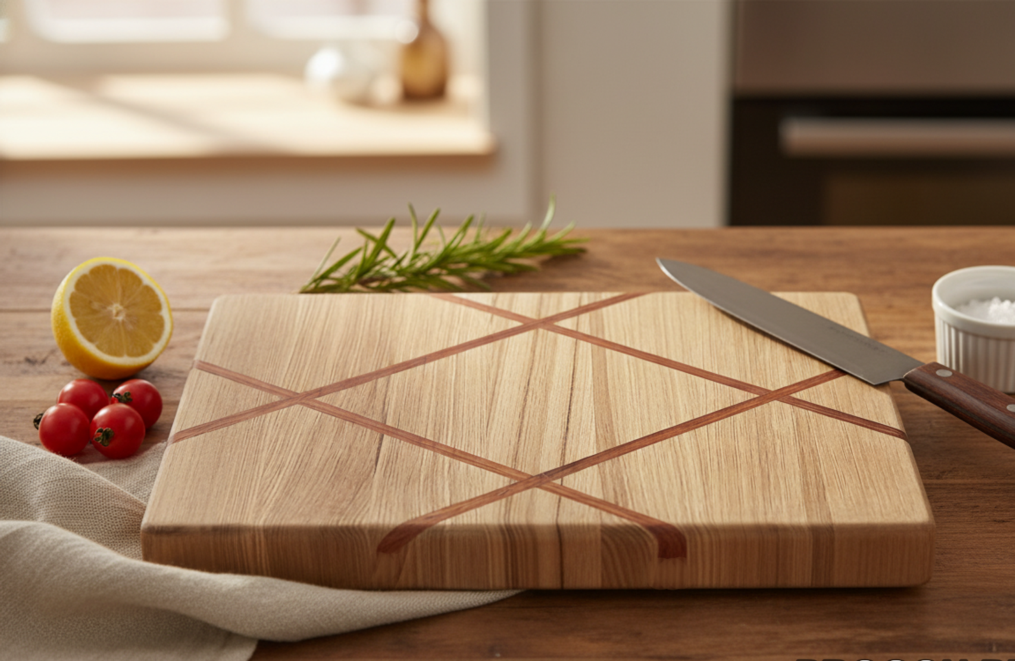 Разделочная доска инкрустированная. SWOOD BASIC, массив ясеня и мербау.