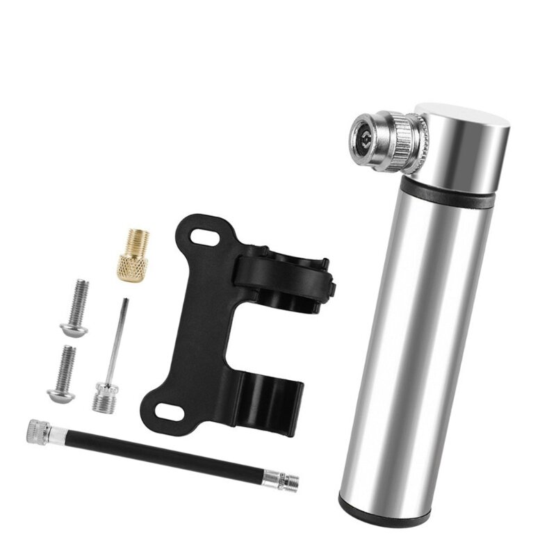 Мини-воздушный насос для горного велосипеда из алюминиевого сплава-серебристый с кронштейном