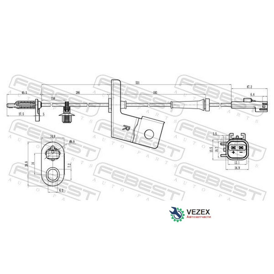FEBEST 21606012 датчик ABS передний прав!\ Ford Mondeo CNG 14>