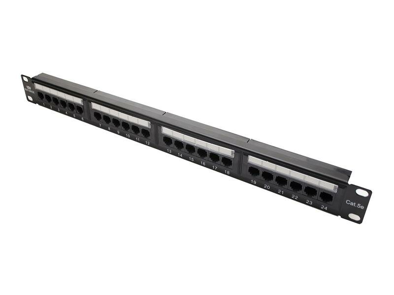 Патч-панель кат.5E UTP 19дюйм 1U 24хRJ45 568A/В черн. Datarex DR-4001