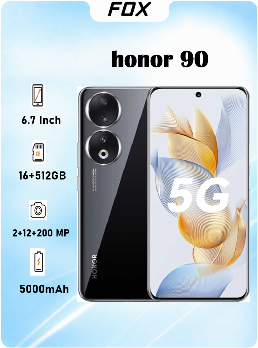 Honor Смартфоны Honor 90 16+512 ГБ чёрный Global поддержка NFC Google Мобильные телефоны