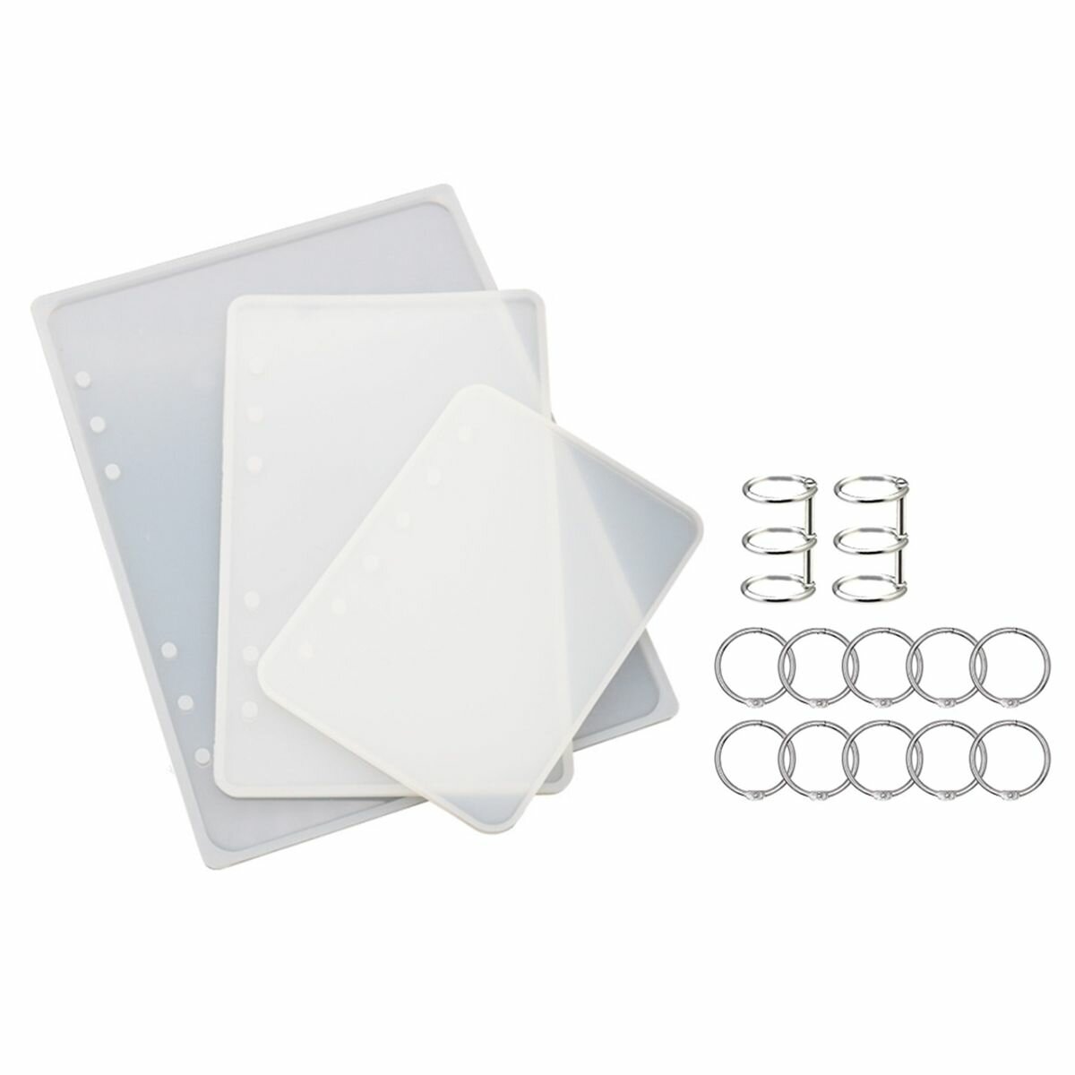 Форма для обложки блокнота A5 A6 A7, силиконовая УФ-форма для эпоксидной смолы с комплектом колец для переплёта, набор для создания планнеров, фотоальбомов и стильных блокнотов