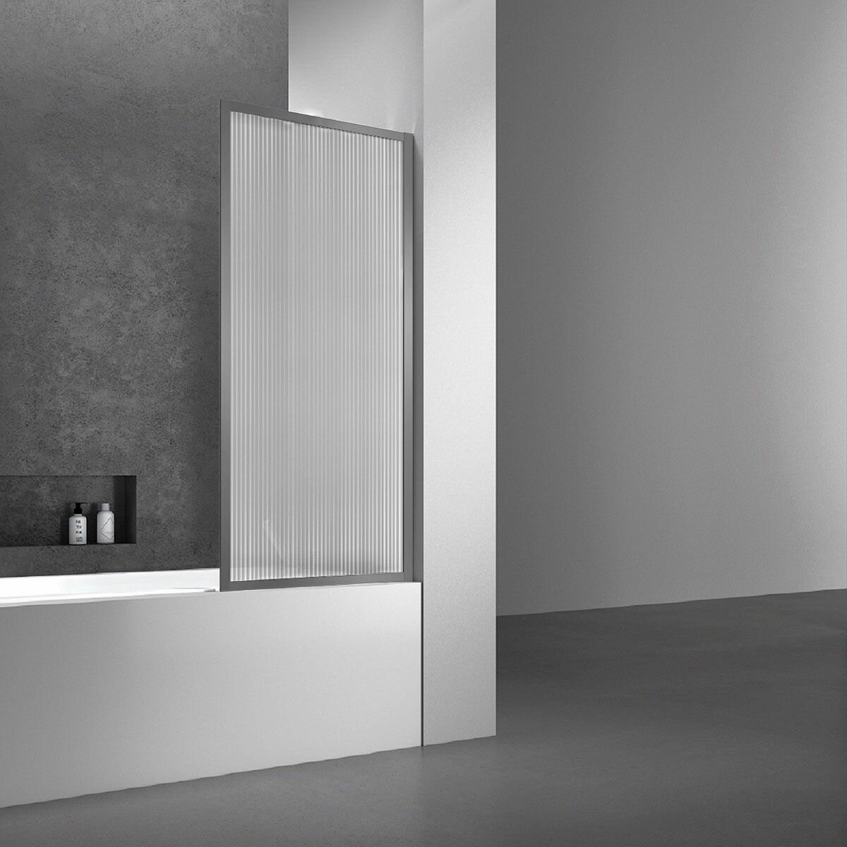 Душевая шторка на ванну Vincea (Винчея) , 700х1400 мм, вороненая сталь, стекло рифленое VSB-41700FLGM