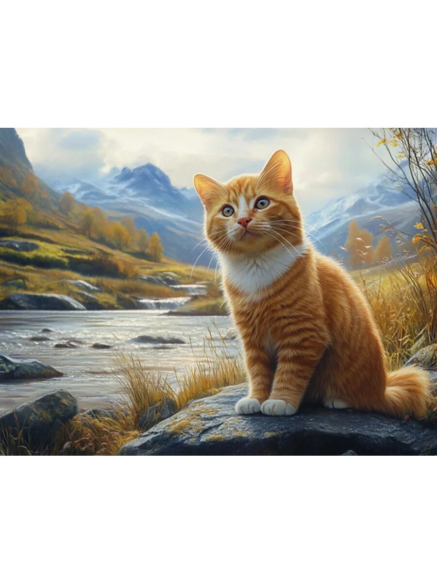 Картина по номерам котенок у реки 40х50