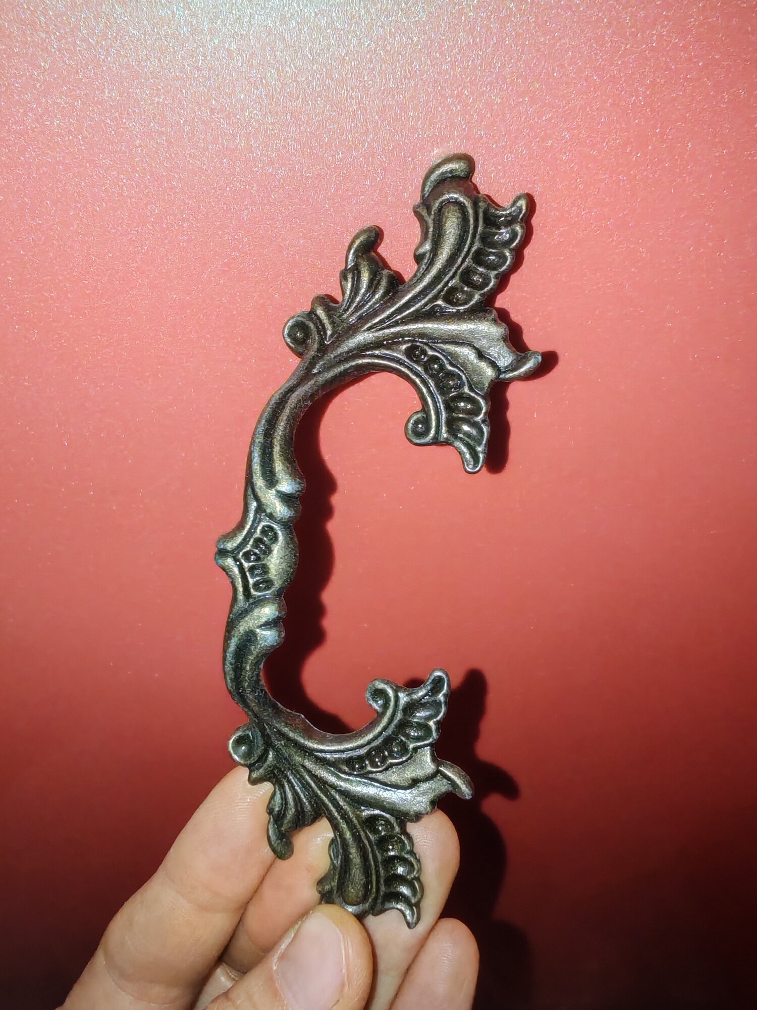 Ручка фурнитура для дверей и шкатулок "Растительный ветвь", 12,5*4,5 см (комплект из 5 штук)