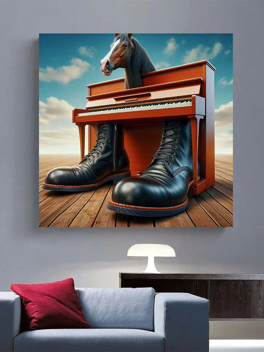 Ecco Cavallo Virtuoso / Картина на холсте, картина мем, 60х60 см.