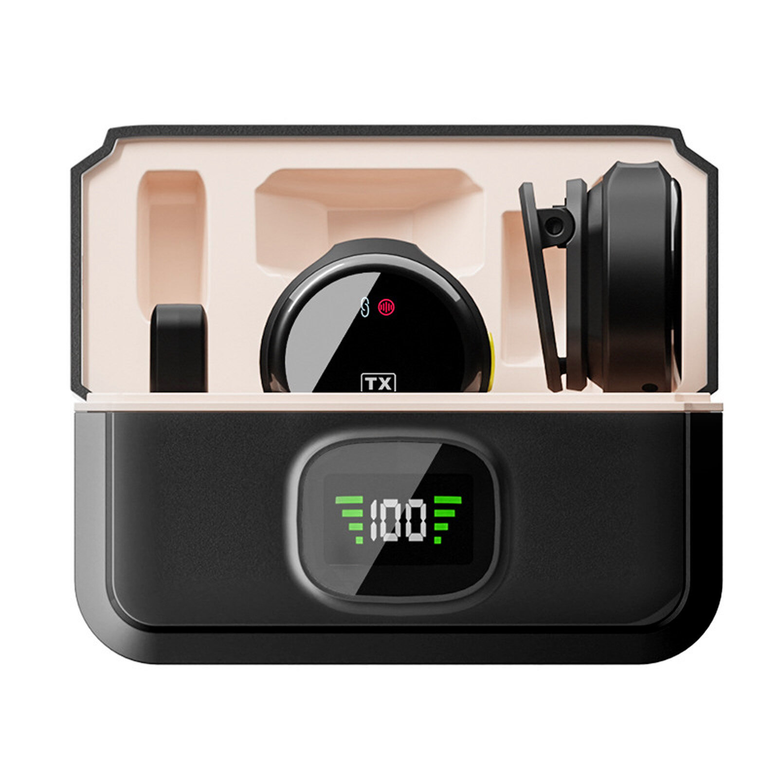 Беспроводной петличный микрофон с двумя микрофонами, магнитным креплением, шумоподавлением, без задержек, Type-C, с чехлом для зарядки мобильного телефона в режиме реального времени