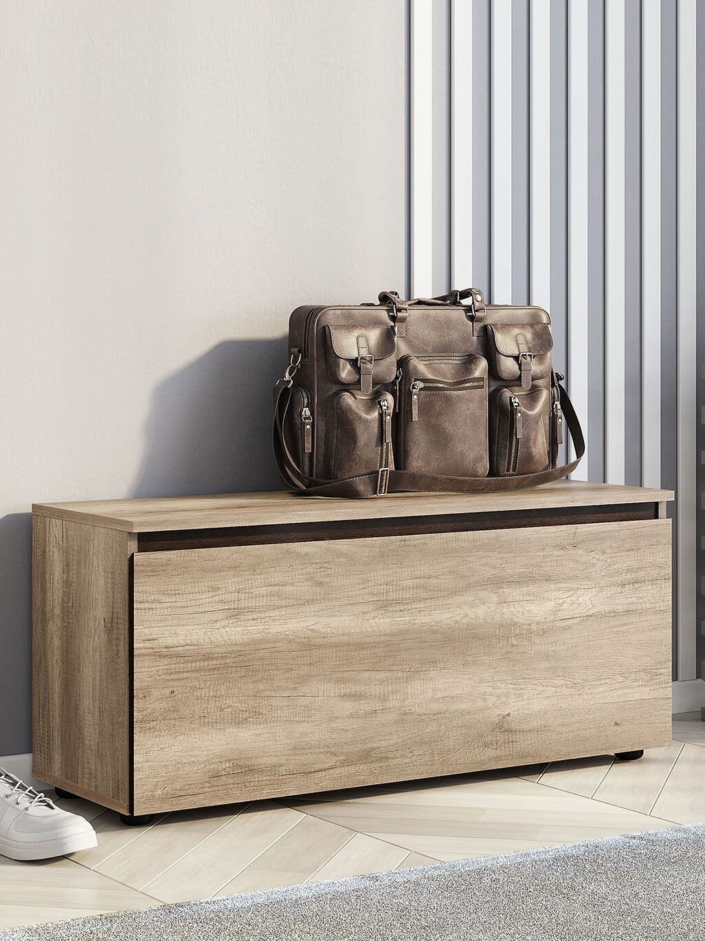 Обувница Энигма с полками, 100.2х35.4х45.1 см, Дуб Каньон / Венге