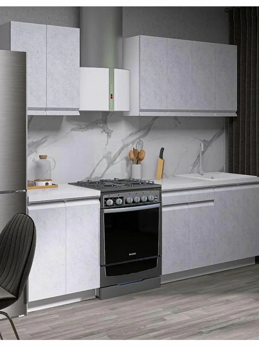 Кухонный гарнитур Велюр 1.8 м, мебель для дома и кухни, Белый / Бетон снежный