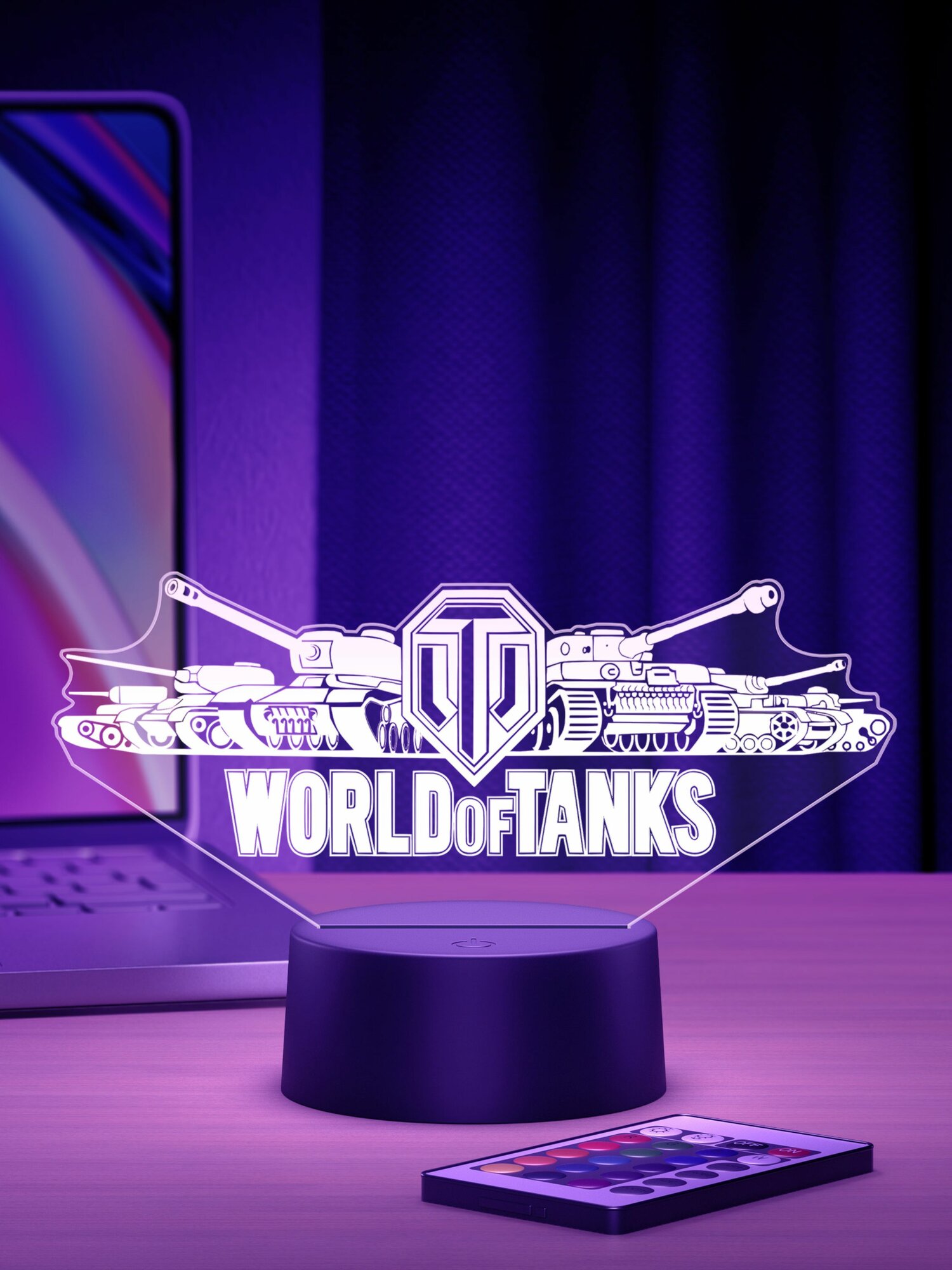 Ночник Игра Ворд Оф Танкс - World of Tanks. Подарок геймеру — декор для игровой комнаты с символикой популярных игр, узнаваемыми персонажами и атмосферой киберспорта.