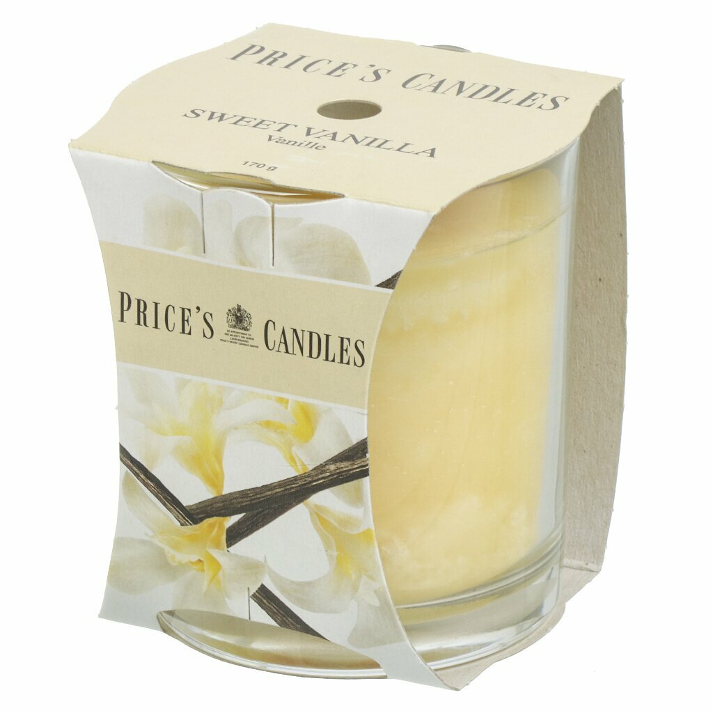 Свеча ароматизированная, 8.3х7.4 см, в стакане, Prices, Сладкая ваниль, 170 гр