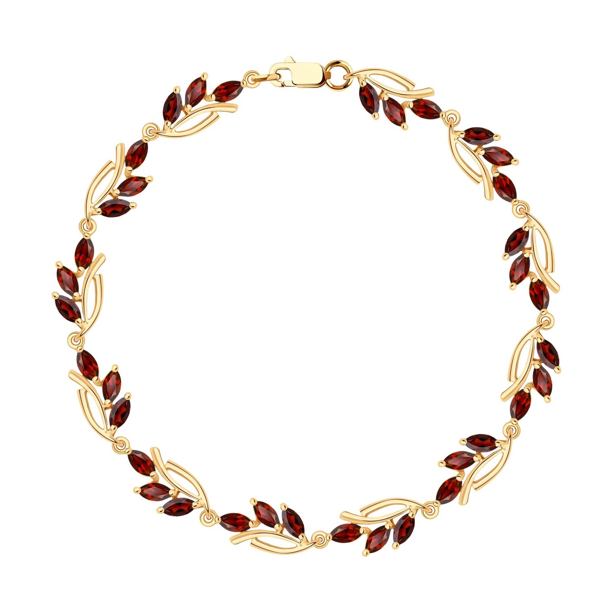 Браслет, красное золото, 585 проба, гранат