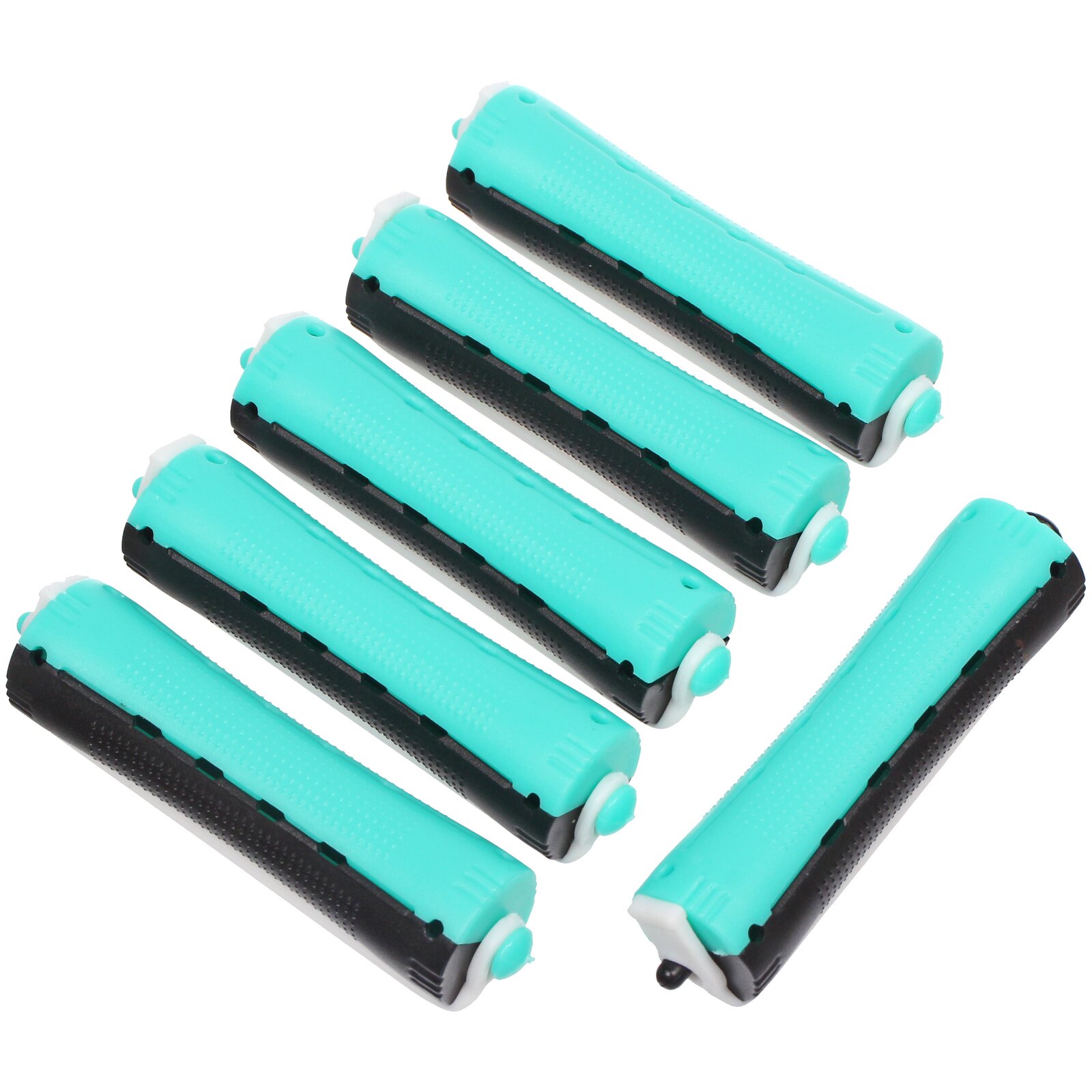 Бигуди пластиковые-коклюшки 6шт, d=22мм, черный-бирюзовый, для легкой укладки