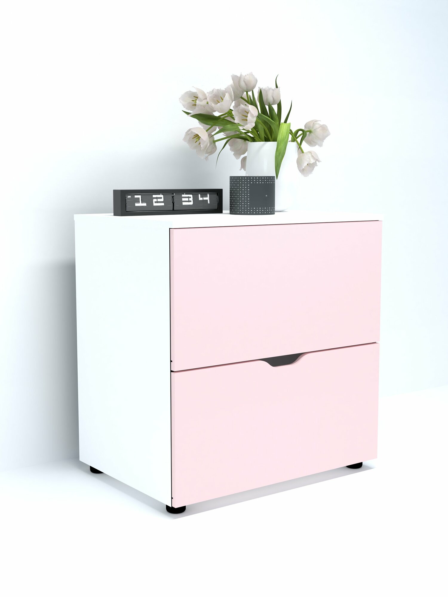 Есэндвич Grand-Лаворо-2 Комод 70х70х50 см, с ящиками (Белый/Розовый кварц)