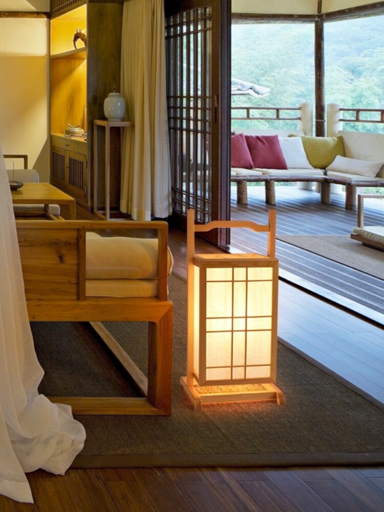 Торшер "Икеа", E27, 15W, тёплый белый свет, деревянный каркас, бумажный плафон