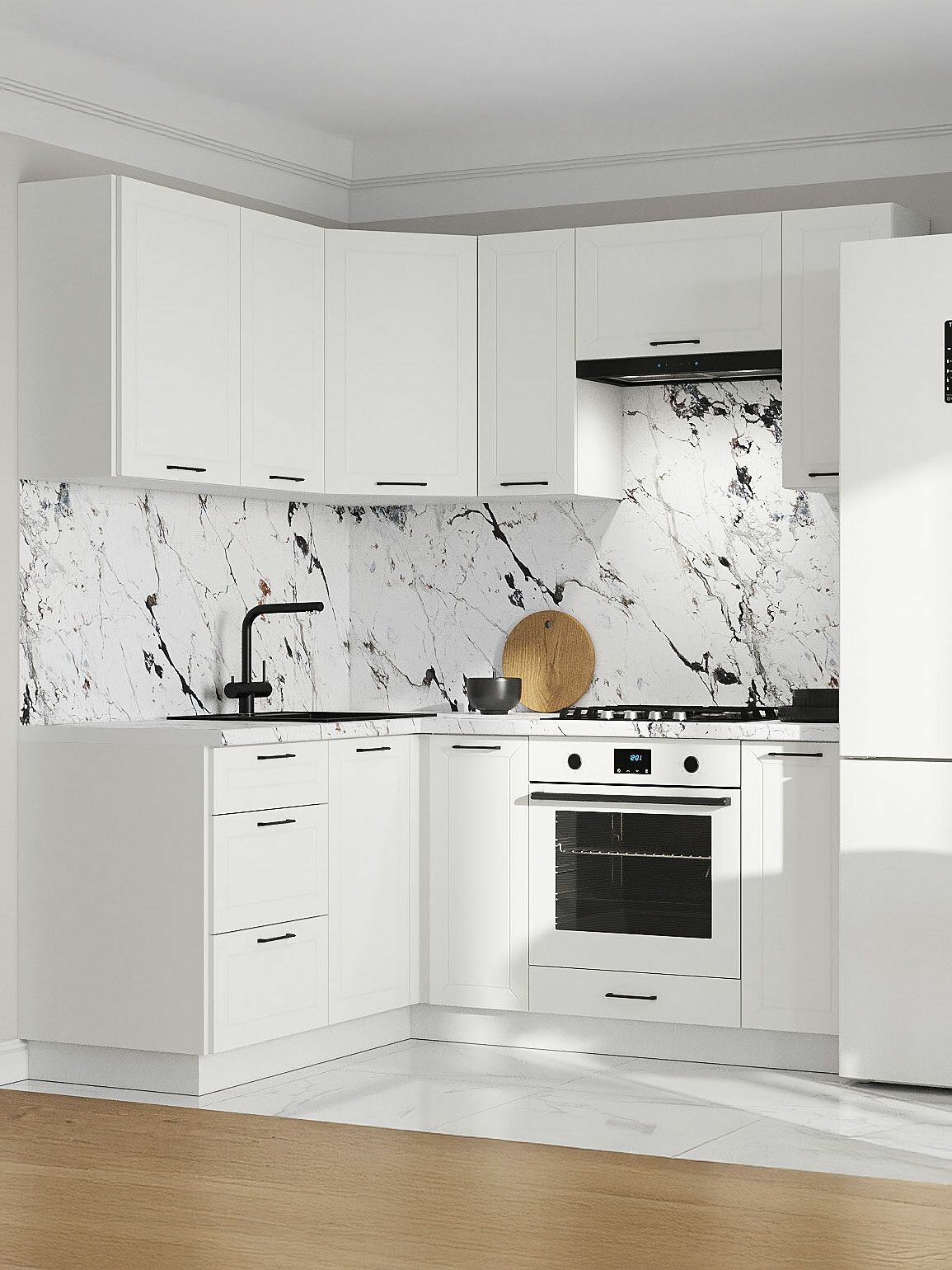 Кухонный гарнитур Сектор 1.8х1.5 м, мебель для дома и кухни, Белый / Бланж