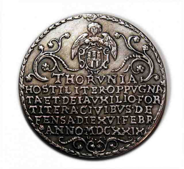 Талер 1629 года Польша Торунь, верность постоянство доказано огнем сувенирные монеты нумизматика, деньги для коллекции