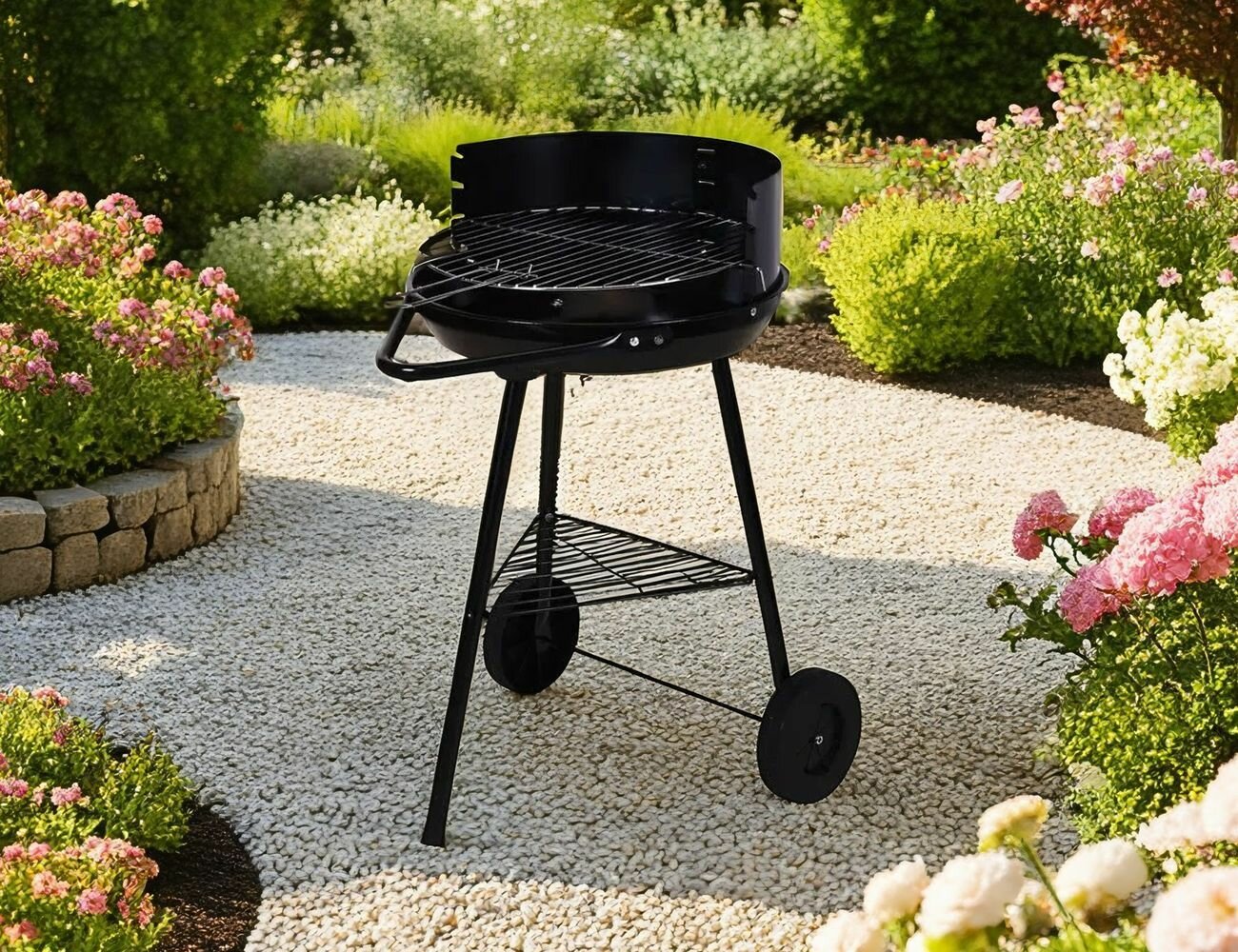 Портативный мангал на углях перекати-гриль хромированный, чёрный, 40х45х70 см, Koopman International X85000070