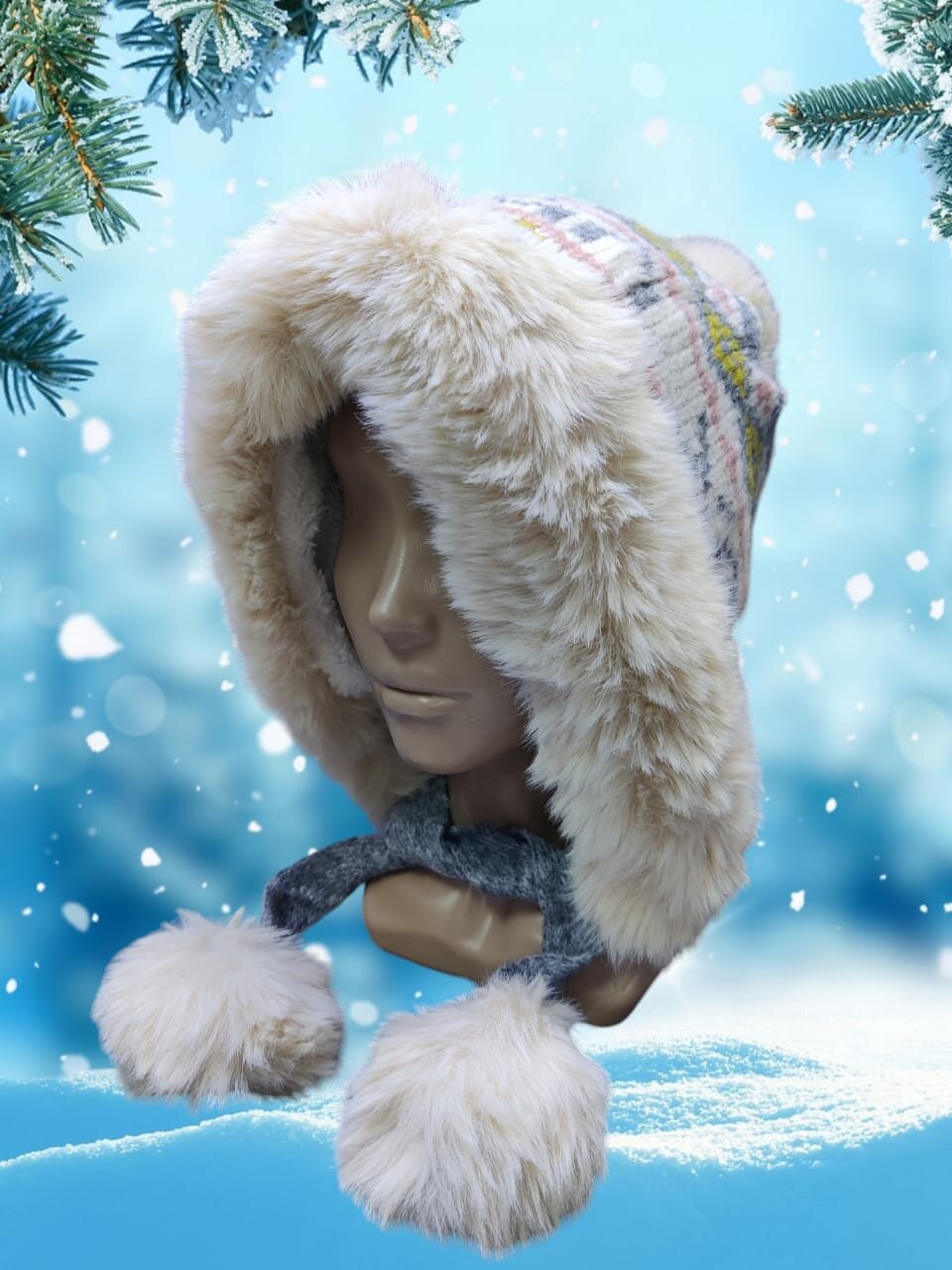 Шапка-ушанка Осень-зима 2025 для женщин