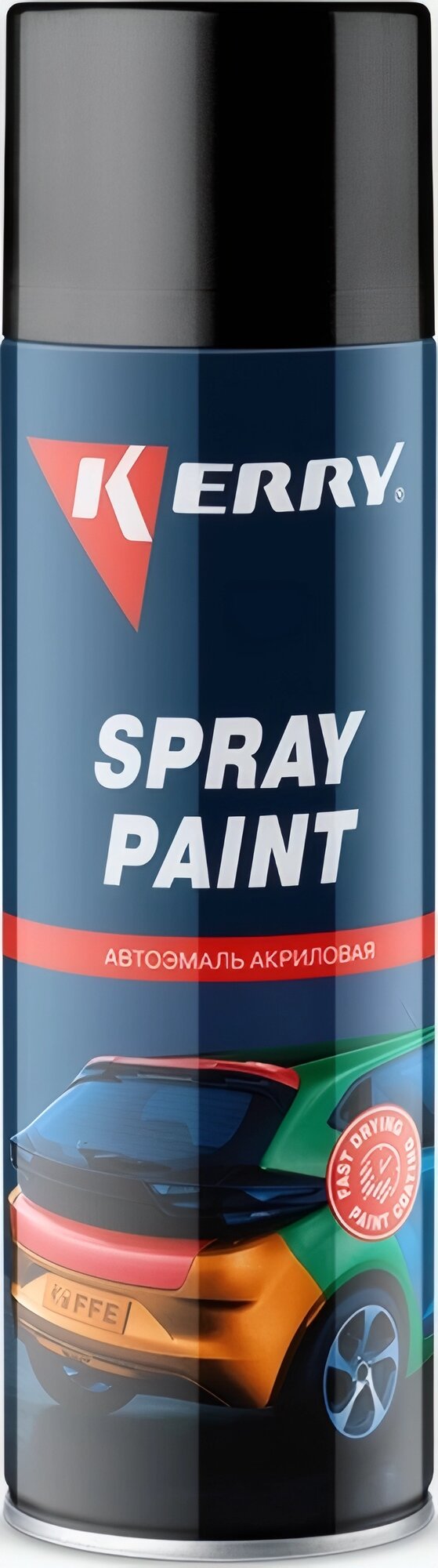KERRY Эмаль акриловая матовая чёрная KR-612 650мл KERRY матовая чёрная kr 650мл