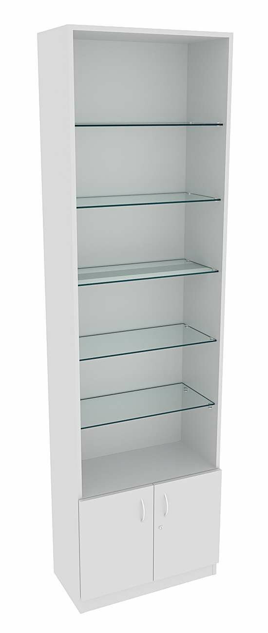 Витрина сэсп-о №2-300 (З/C - ДВП) со стеклянными полками, Серый