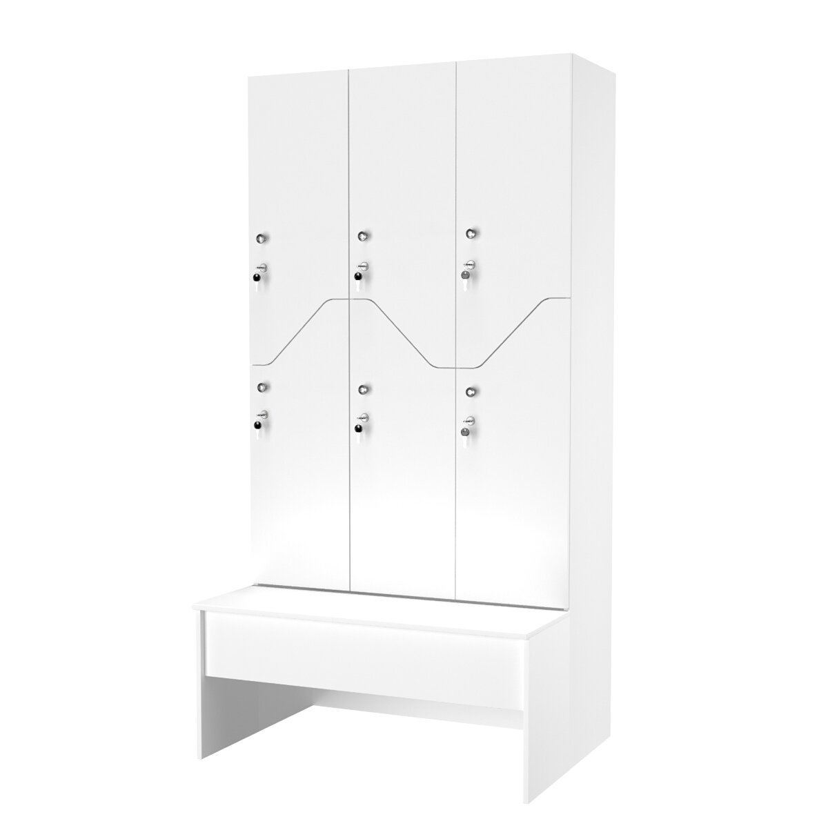 Шкаф для раздевалок со скамейкой комбо-элегия №3-1Б, Белый