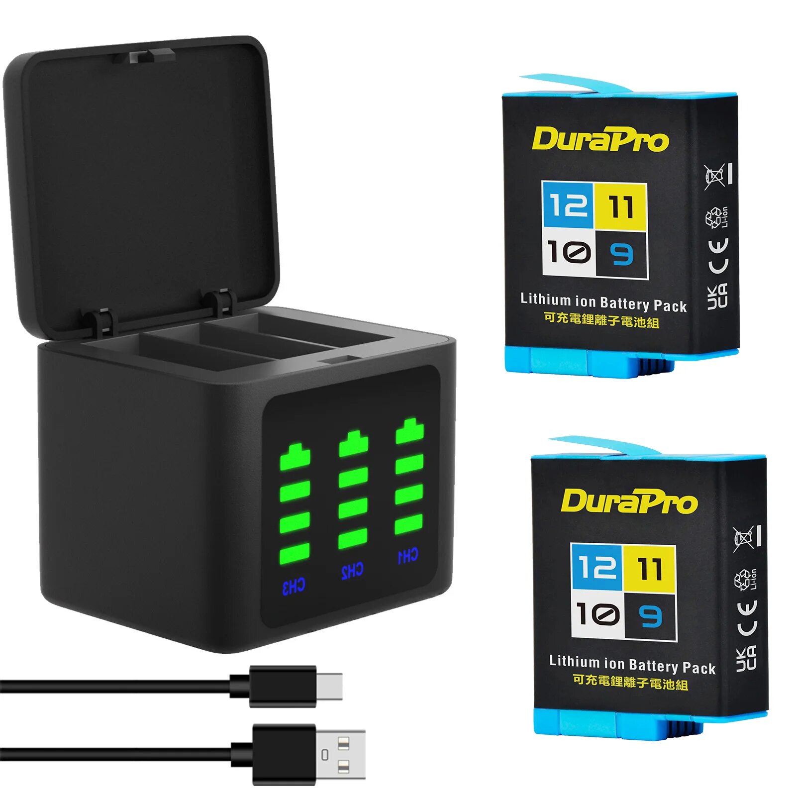 Аккумулятор DuraPro для GoPro Hero 11 10 9 2 battery 1 charger