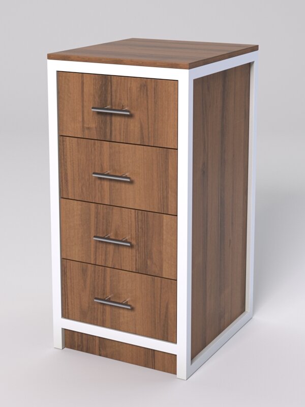 Тумба для офисной техники №1 "стронг" в стиле лофт, Орех + металлический каркас Белый