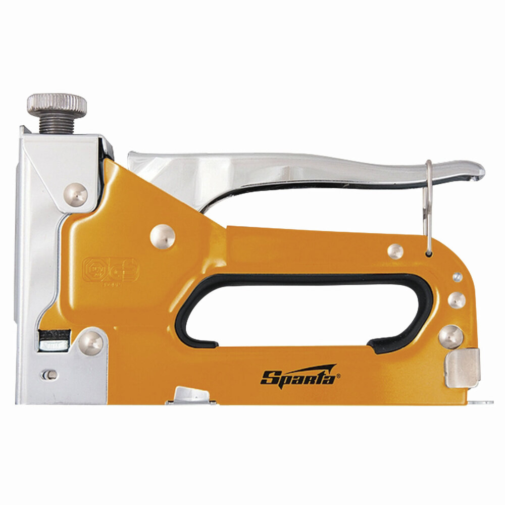 Упаковка 2 шт. Степлер мебельный SPARTA, стальной, регулируемый, тип скобы: 53, 4-14 мм, комплект 200 скоб, 42002