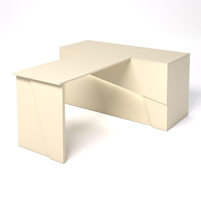 Стол руководителя №1 с приставкой брифингом, Крем Вайс. Производитель товара - компания Westcom.