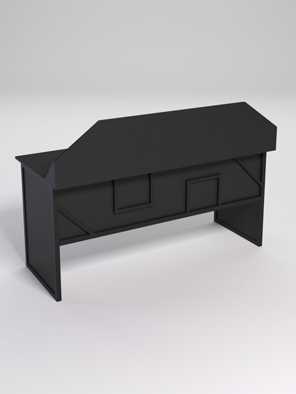 Стол рабочий офисный С-05-1 с экраном "стронг" в стиле лофт декор №4, Черный