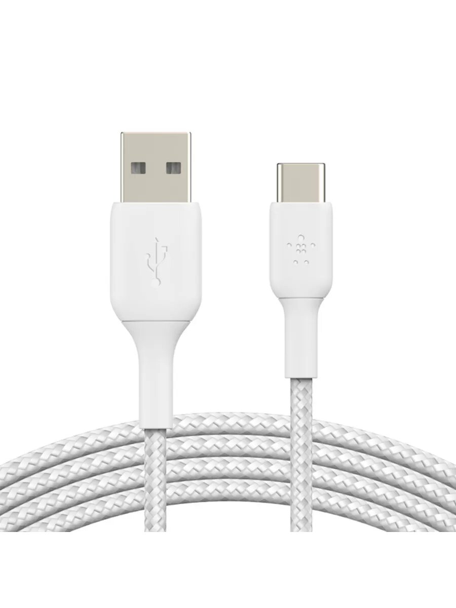 Кабель Belkin BoostCharge USB-A to USB-C Braided Cable. Длина: 2м. Цвет: белый