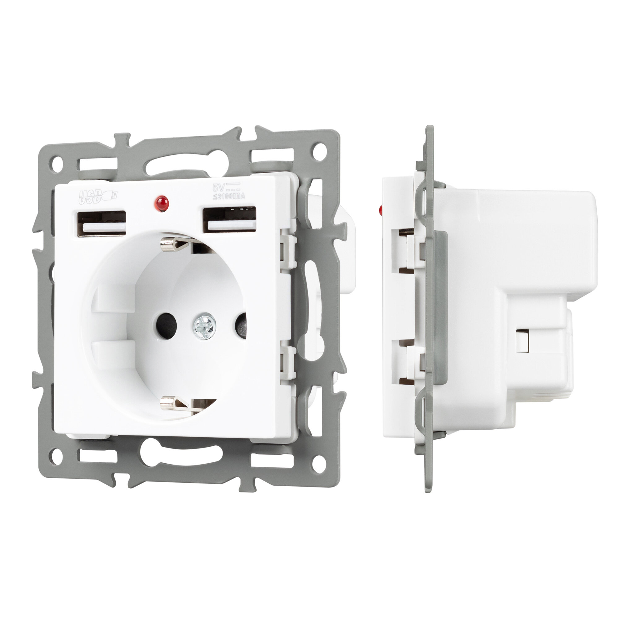 Механизм розетки с USB зарядкой SCT-MUAA-PL-WH (250V, 16A) (Arlight, -) 043733