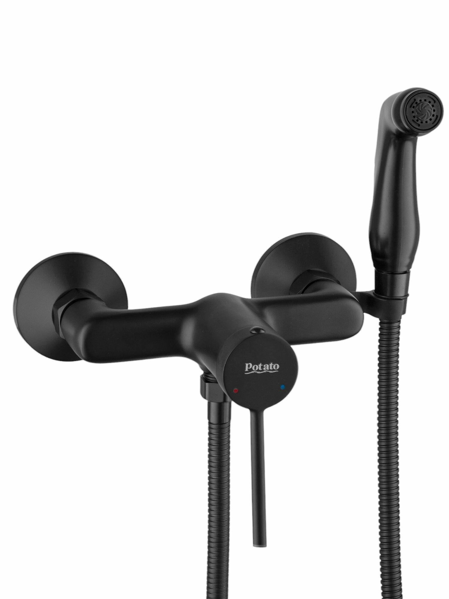 Гигиенический душ со смесителем, цвет черный матовый, Potato