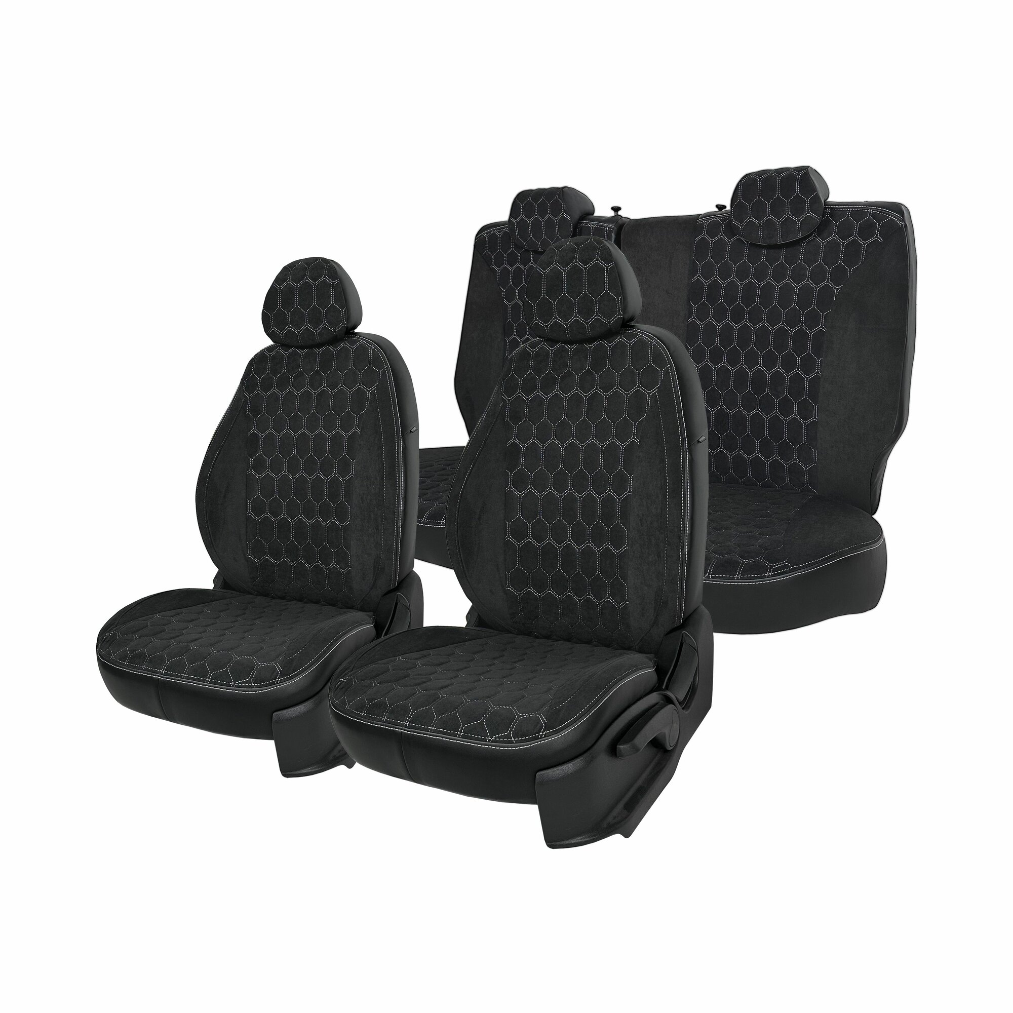 Чехлы на сиденья Renault Logan 2 / Sandero с 2014г. в. компл. COMFORT без аэрбег. Раздельная спинка заднего ряда 60/40, сиденье сплошное.