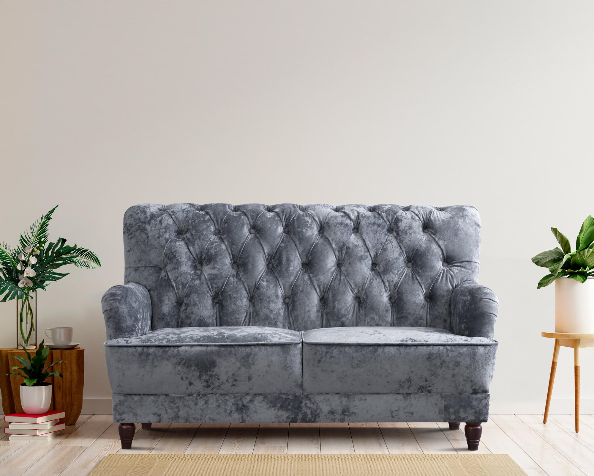 Под заказ Диван "ричмонд" 1,6 на высоких ножках, без механизма, цвет-Plush steel