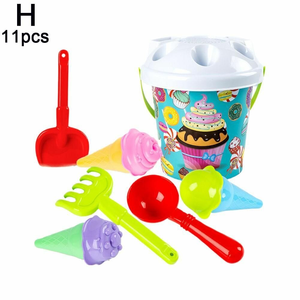 11 шт, ведро с песком для мороженого, набор летних пляжных игрушек для детей