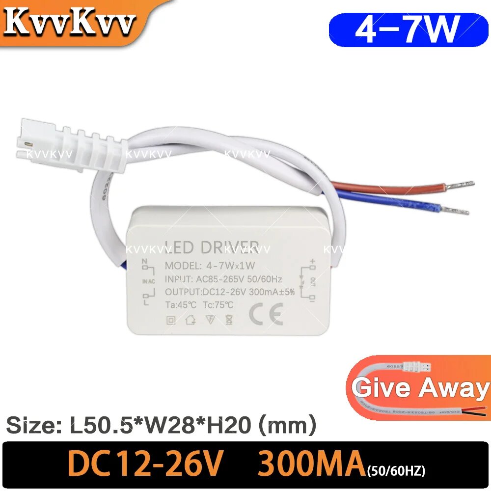 Трансформатор KVVKVV для светодиодов 3-36Вт 4-7W-(300mA)