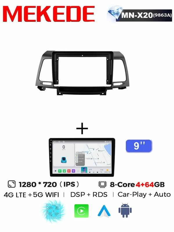 Магнитола 9" Mekede MN X20 Pro 4/64 Gb Kia Opirus GH 2006-2011 carplay