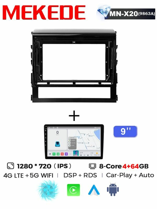 Магнитола 9" Mekede MN X20 Pro 4/64 Gb Toyota Land Cruiser 200 11 2015-2020 carplay