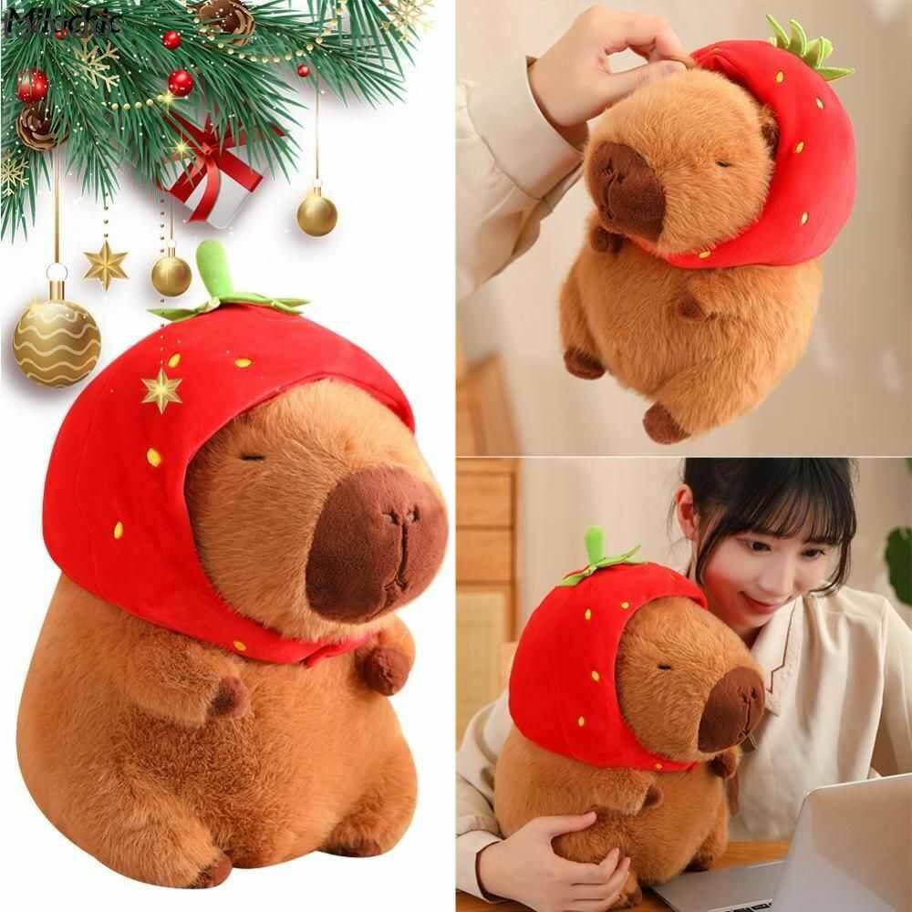 TT-Кукла Капибара клубничная кукла капибара, короткая плюшевая, мягкая и гладкая, креативная и милая, высококачественный подарок