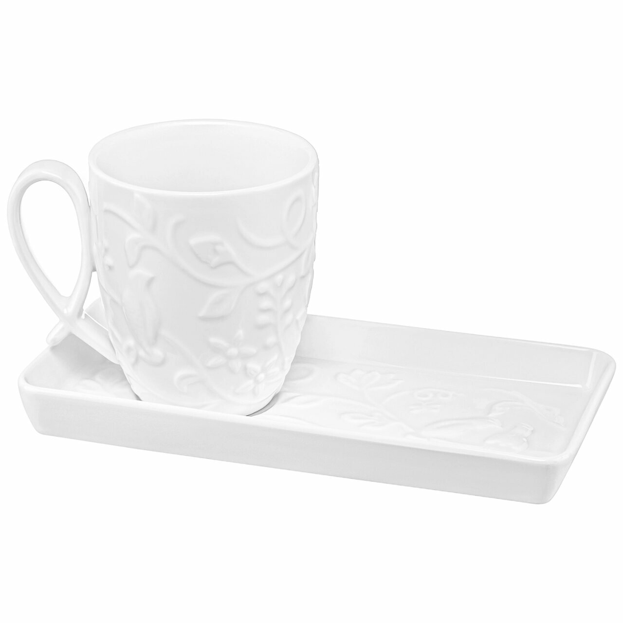 Elan Gallery Пара чайная «Птички на ветке» 300 мл фарфор, элегантная сервировка чая дома